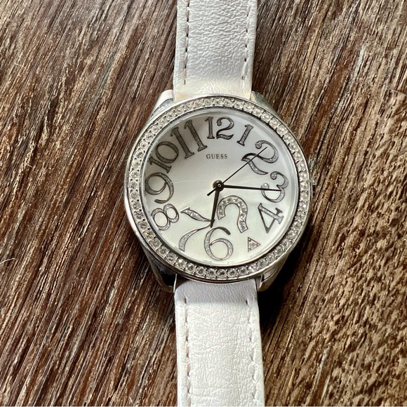 Guess | Accessories | Guess Leather Watch With Rhinestone Bezel | Poshmark
